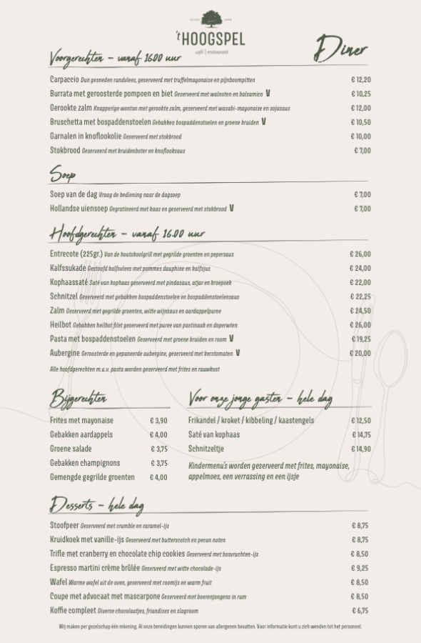 Menu - 't Hoogspel